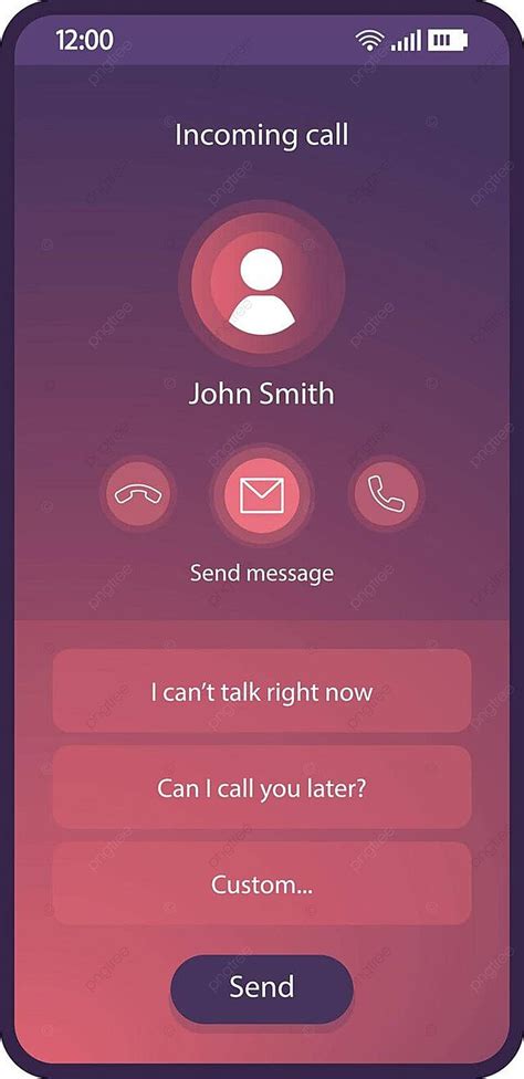 Template Vector For Smartphone Interface An Incoming Call Response Message Vector Text Purple