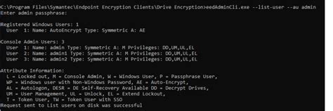 Command Eedadmincli Exe List User Au Admin Username Here This