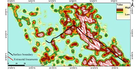 Density Map Of The Extracted Surficial Lineaments Of The Study Area