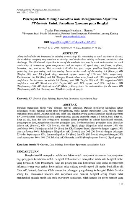 Pdf Penerapan Data Mining Association Rule Menggunakan Algoritma Fp