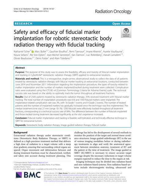 PDF Safety And Efficacy Of Fiducial Marker Implantation For Robotic Stereotactic Body