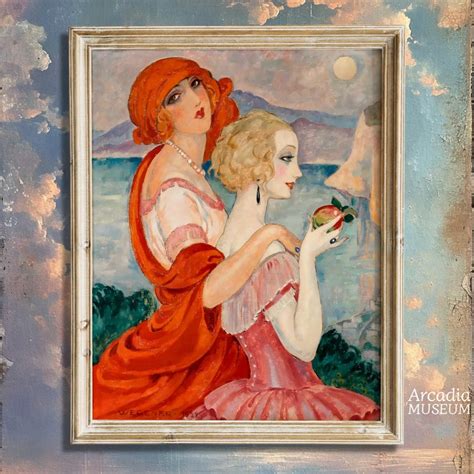 Lesbian Art Deco Poster Lesbian Print Sapphic Art Vintage Painting