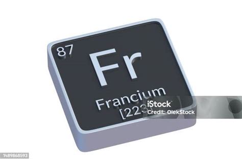 흰색 배경에 분리된 주기율표의 Francium Fr 화학 원소 화학 원소의 금속 기호 3d 렌더링 0명에 대한 스톡 사진 및 기타 이미지 Istock