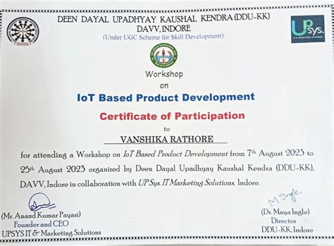 vanshika rathore on linkedin iot productdevelopment innovation certificate