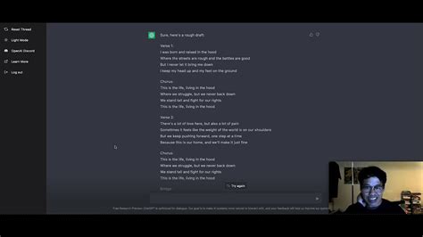 I Ask OpenAi ChatGPT To Write Rap Lyrics About Living In The Hood YouTube