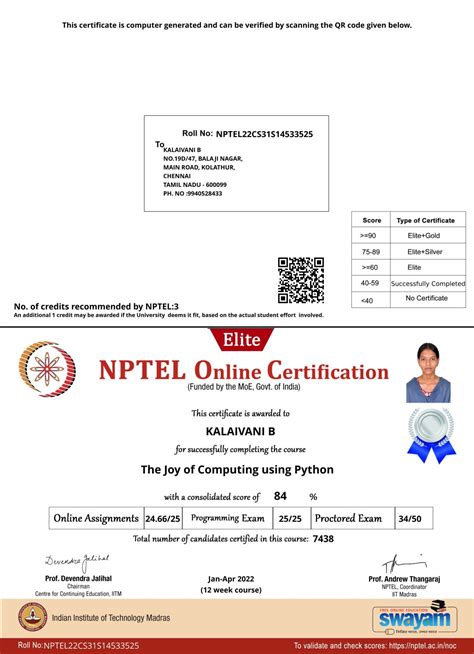 nptel swayam iitmadras onlinecourses pythonprogramming certificateofcompletion elite
