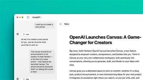 Openai Launches Canvas An Interface That Makes Chatgpt A Better Project Collaborator Indie