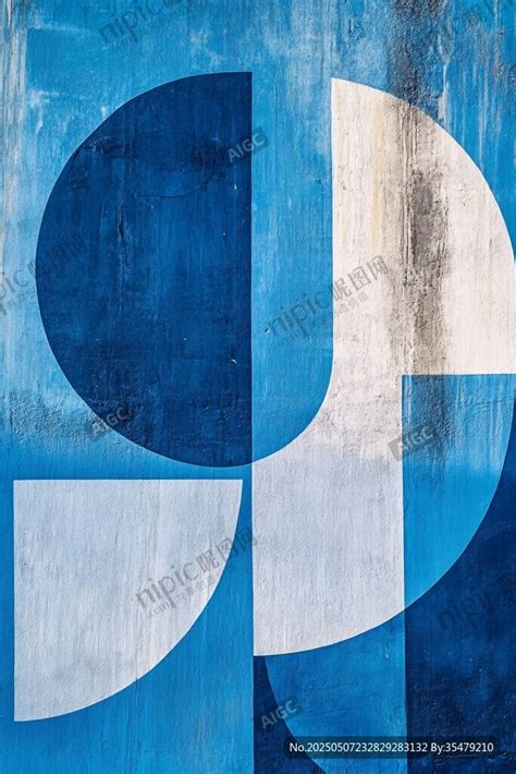 Ai创作图蓝色 几何 抽象 画作 图形 色块 艺术 线条 图案 纹理 色彩 创意 设计 视 风格 昵图网