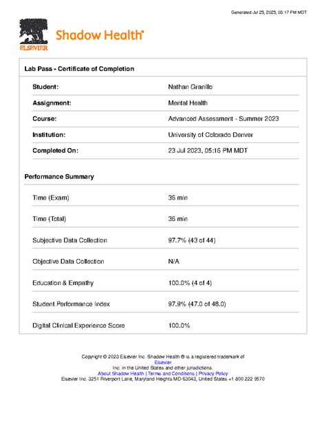Lab Pass Mental Lab Pass Generated Jul 23 2023 0517 Pm Mdt Lab Pass Certificate Of