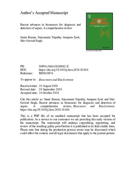 Pdf Recent Advances In Biosensors For Diagnosis And Detection Of