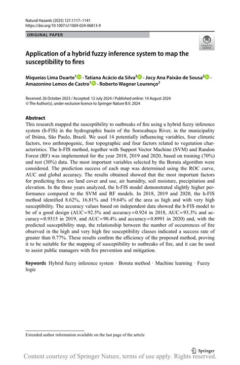 Application Of A Hybrid Fuzzy Inference System To Map The