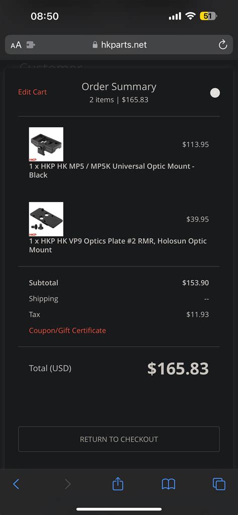 Claw Mount For Rmr Sro R Mp5