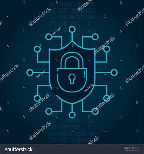 Shield Padlock Circuit Over Blue Background Stock Vector Royalty Free