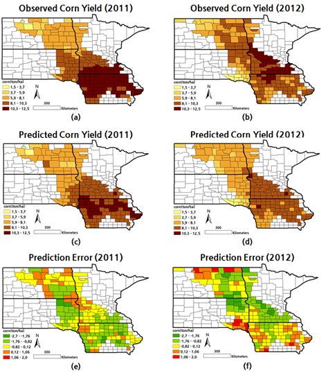 Observed Corn Yieldsa B Predicted Corn Yieldsc D And