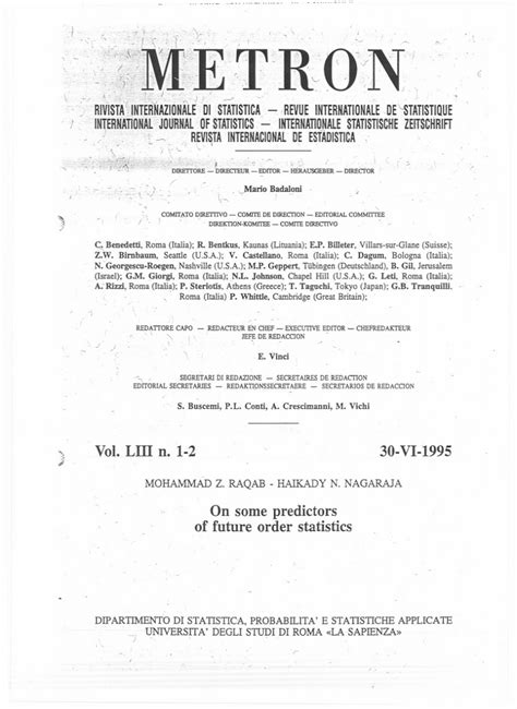 Pdf On Some Predictors Of Future Order Statistics