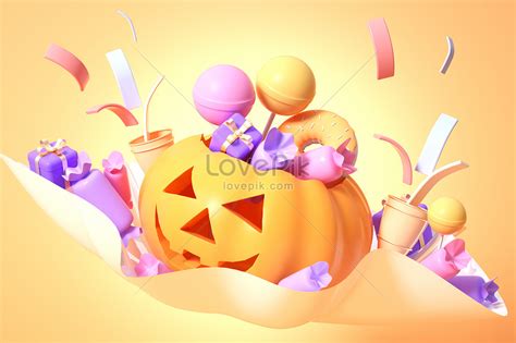 창의 할로윈 호박 사탕 장면 배경 사진 및 창의적인 일러스트 무료 다운로드 Lovepik