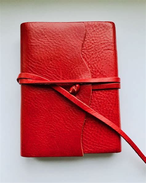 A6 Red Leather Wrap Notebook By Van Der Spek