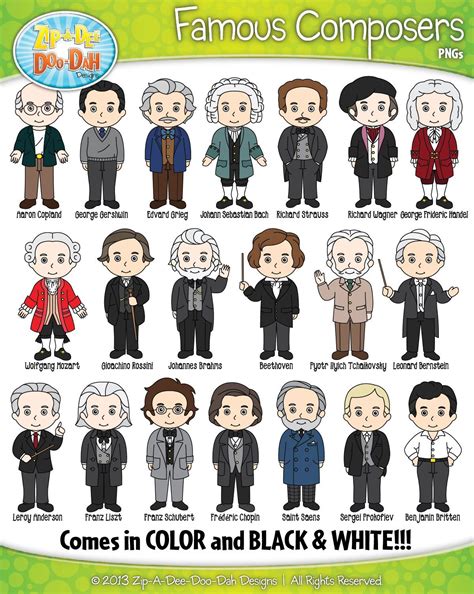 Famous Composer Characters Clipart Zip A Dee Doo Dah Designs Artofit
