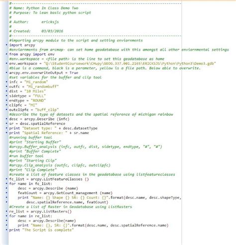 Geographic Information Systems Two Geography 337 Python Scripting One