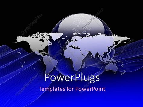 Powerpoint Template World Map Placed Over Globe With Blue Color 65
