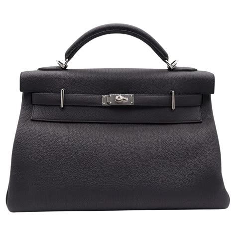 Hermès 42cm Kelly Maxi Black Togo Leather Palladium Hardware For Sale
