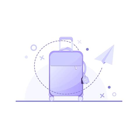 Premium Vector Purple Suitcase On Wheels With Tag With Paper Airplane