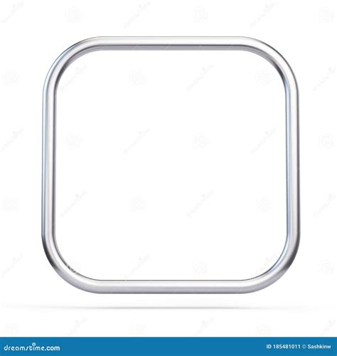 Metall Frame Square With Rounded Corners Isolated On White Stock