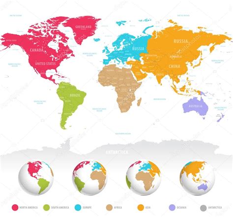 Colorful Vector World Map Stock Vector Fourleaflovers 109824226
