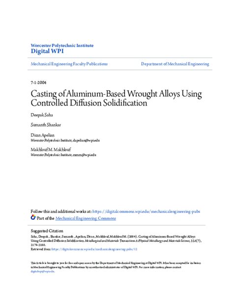 Pdf Casting Of Aluminum Based Wrought Alloys Using Controlled Diffusion Solidification