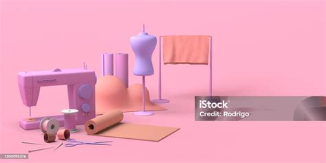 의류 부티크의 개념 마네킹과 재봉틀로 테일러링 공간을 복사합니다 3d 일러스트레이션 0명에 대한 스톡 사진 및 기타 이미지