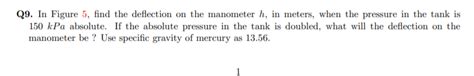 Solved In Figure 5 Find The Deflection On The Manometer H