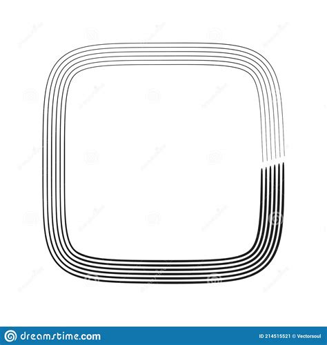 Concentric Square Element Square With Drawn Lines Vector Illustration