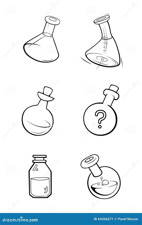 Linear Sketch Flask Stock Vector Illustration Of Pharmaceutical 64366571