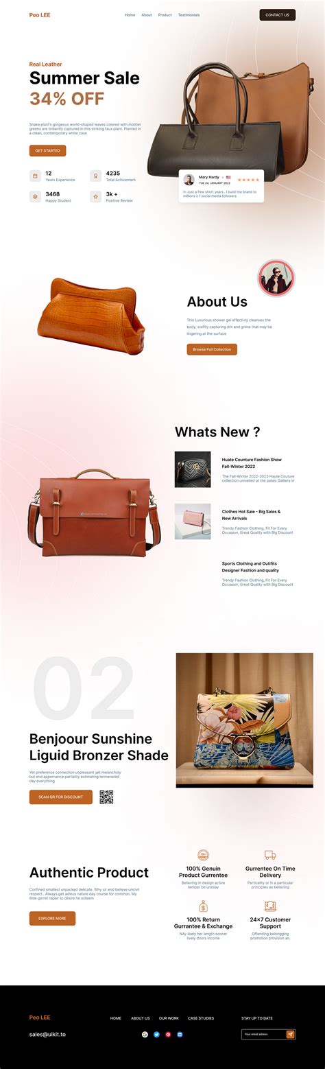 Leather Products Website UI Behance