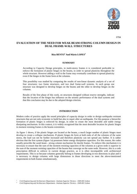 Pdf Weak Beam Strong Column Dokumentips