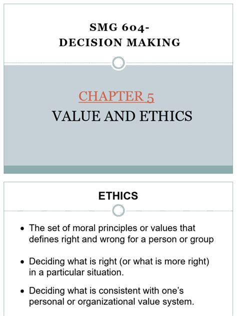 Chapter 5 Value And Ethics Pdf Decision Making Bias