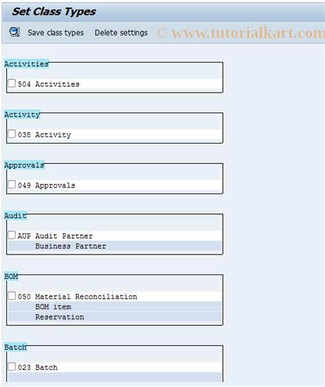 CL B SAP Tcode Class Types