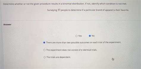 solved determine whether or not the given procedure results