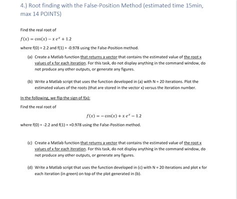 Solved 4 Root Finding With The False Position Method