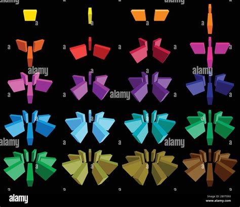 Collection Of Orthogonal Geometric Shapes Or Design Elements In Many