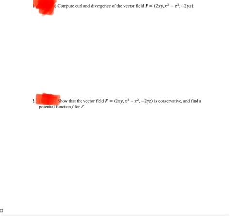 Solved 1 Compute Curl And Divergence Of The Vector Field