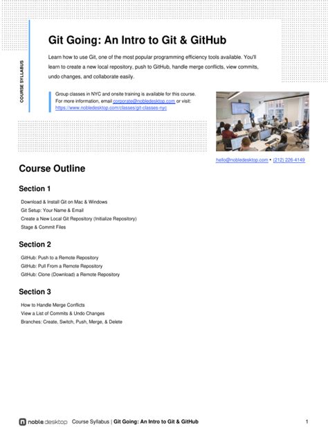 git going an intro to git and github syllabus pdf