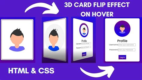 3d flip card effect from scratch using only html and css youtube
