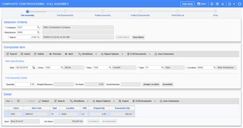 Inventory Composite Item Full Assembly