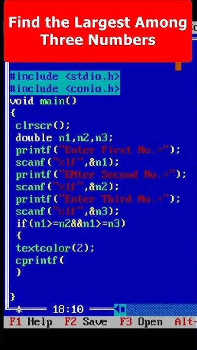 C Program To Find The Largest Number Among Three Number In C Part 36