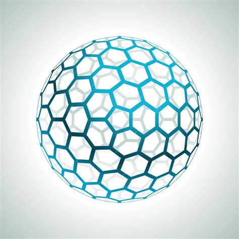 premium vector realistic blue glossy sphere hole hexagonal structure