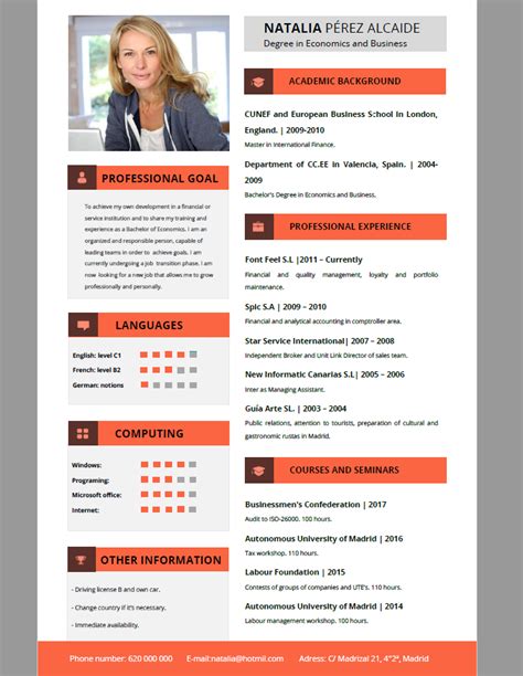 Curriculum Vitae En Ingles Ejemplos