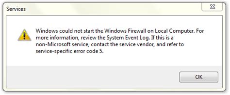 Fix Windows 7 Firewall Error 1079 Error 5 And Many Others Codebangers