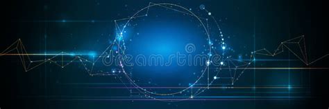 Abstract Molecules Banner With Circle Line Molecule Structure Vector Design Network