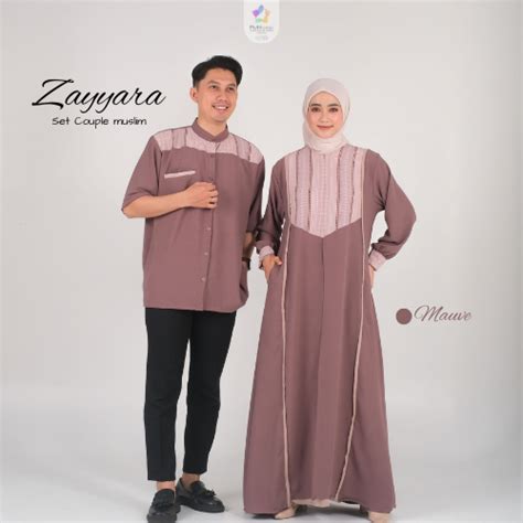 Jual Putri Aurora Official Zayyara Set Couple Dress Kemeja Lengan Pendek Lebaran Gamis Pesta